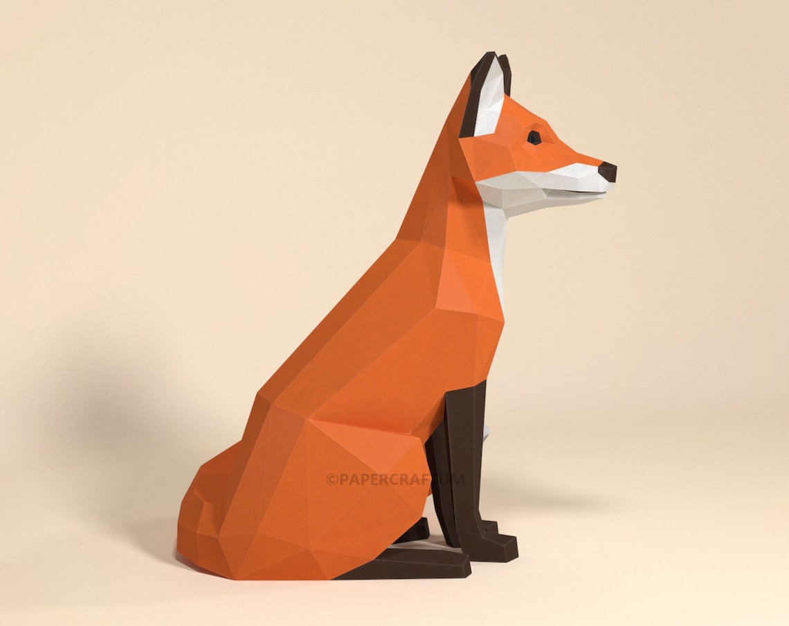 Fox Papercraft Fox Diy Paper Statue 3D Low Poly Fox Fox | Etsy UK