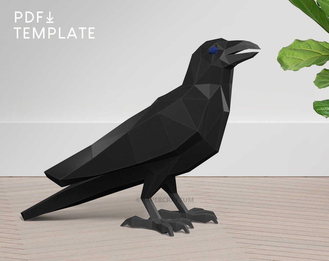 Raven Papercraft Raven Diy Paper Statue Crow 3D Low Poly - Etsy Canada