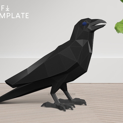 Raven Papercraft 3D DIY Low Poly Paper Crafts Halloween Model - Etsy