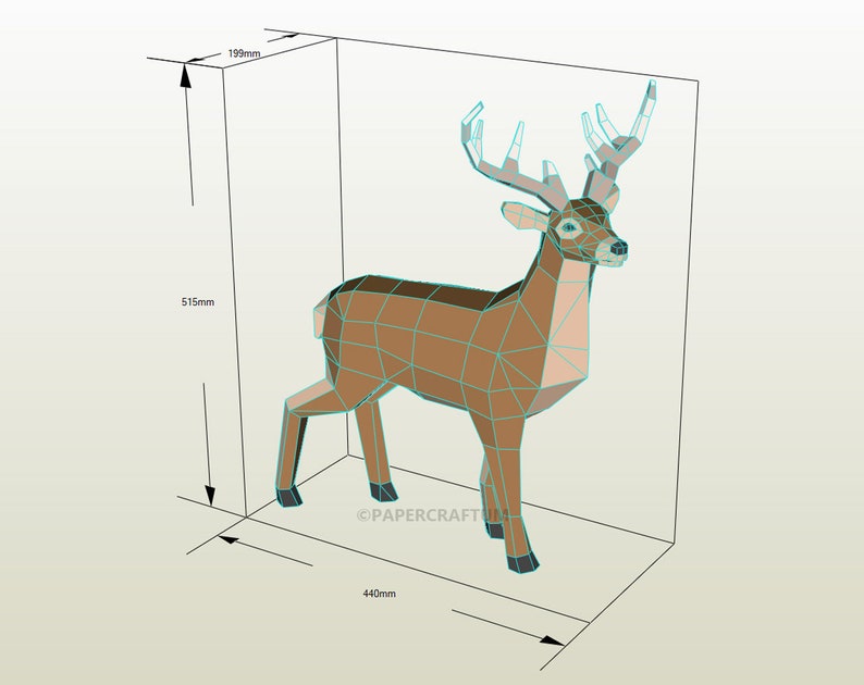 Deer Papercraft Deer Diy Paper Statue Stag 3D Low Poly DIY - Etsy UK
