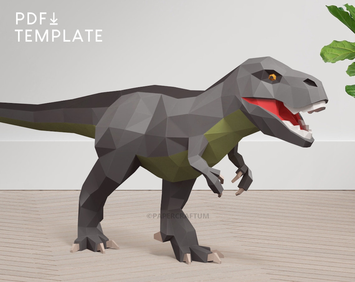 T-rex Papercraft Dinosaur Papercraft Sculpture Trex Low Poly - Etsy UK