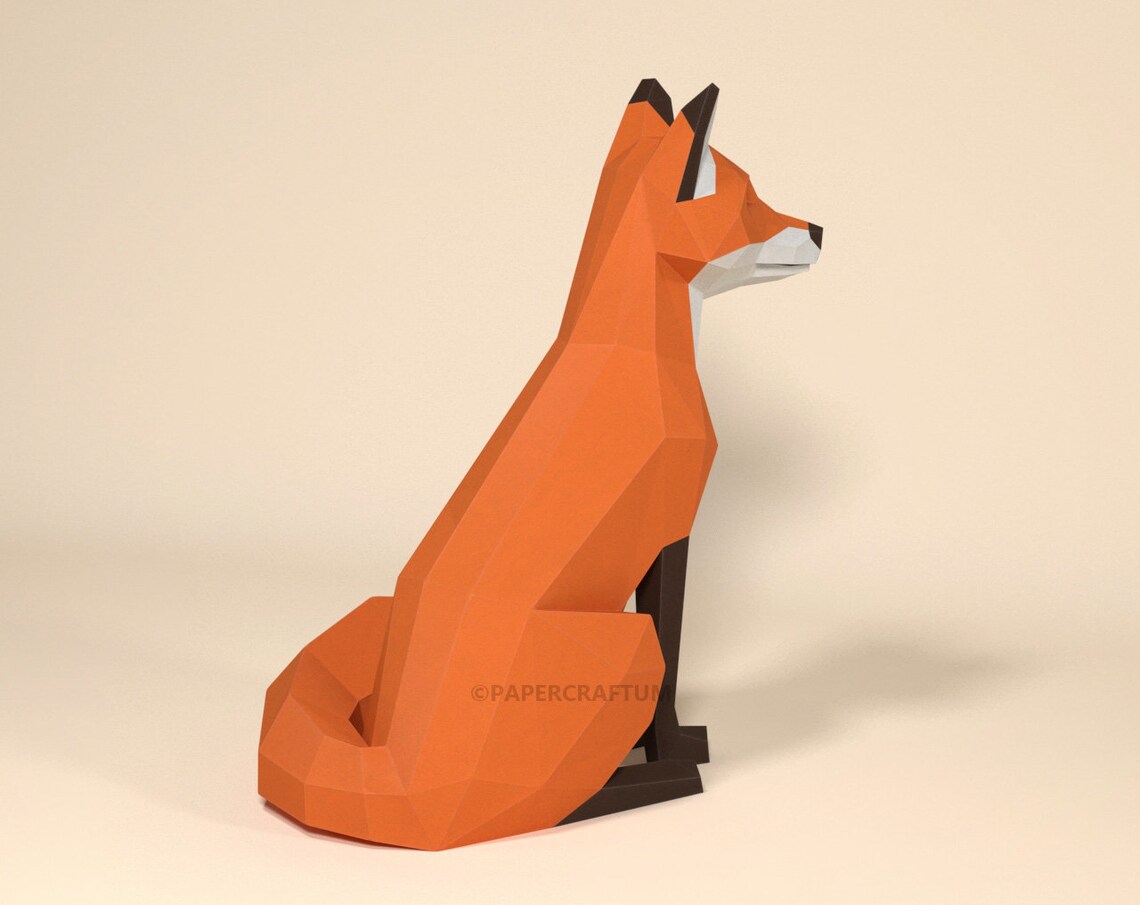 Fox Papercraft Fox Diy Paper Statue 3D Low Poly Fox Fox | Etsy UK