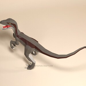 Raptor Papercraft, 3D Velociraptor, Papercraft Kit, Dinosaur Low Poly ...
