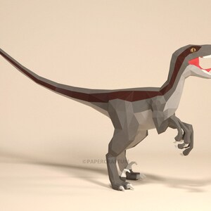 Raptor Papercraft, 3D Velociraptor, Papercraft Kit, Dinosaur Low Poly ...
