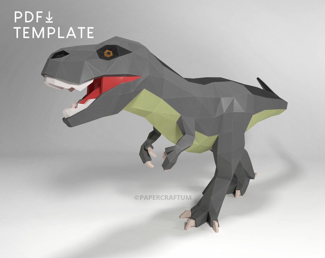 T-rex Papercraft Dinosaur Papercraft Sculpture Trex Low Poly - Etsy UK