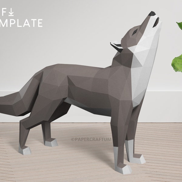 Papercraft 3d Origami Paper Wolf - Etsy