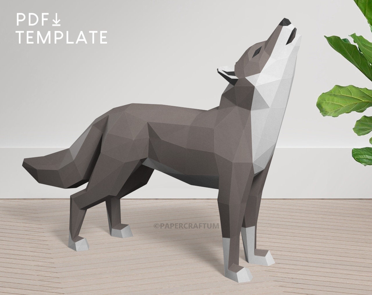 Wolf Papercraft, Howling Wolf Figurine, Low Poly Wolf, Origami DIY ...