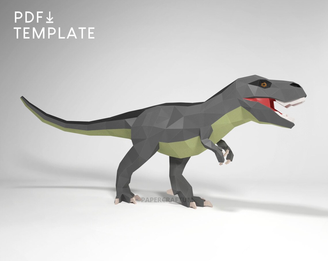 T-rex Papercraft Dinosaur Papercraft Sculpture Trex Low Poly - Etsy UK