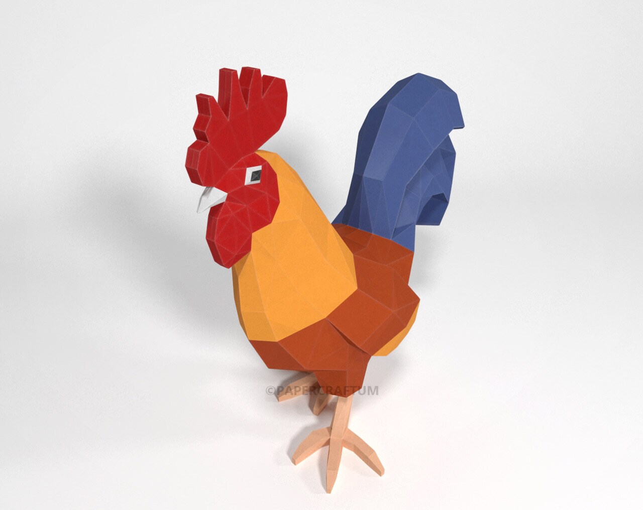 Rooster Papercraft Rooster DIY Paper Statue Rooster Print | Etsy