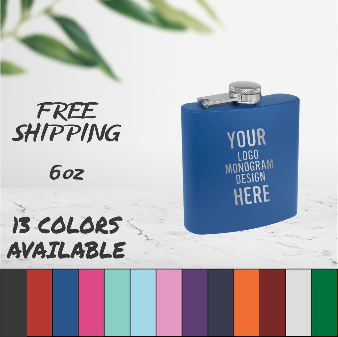 Laser Engraved 6oz Metal Flask With Custom Image, Logo, And/or Text ...