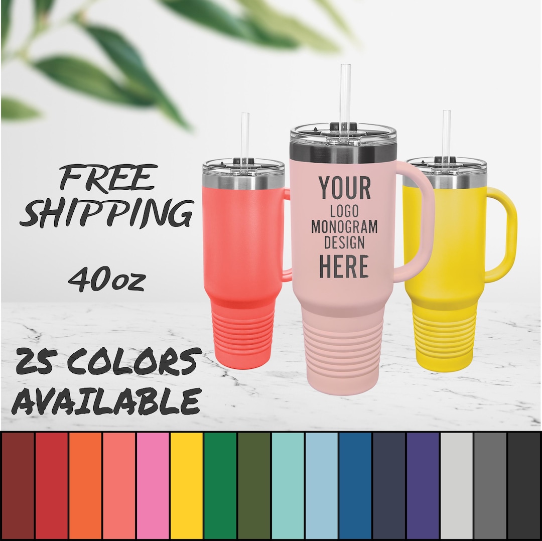 Laser Engraved 40oz Insulated Coffee Mug: Custom Logo & Text - Etsy
