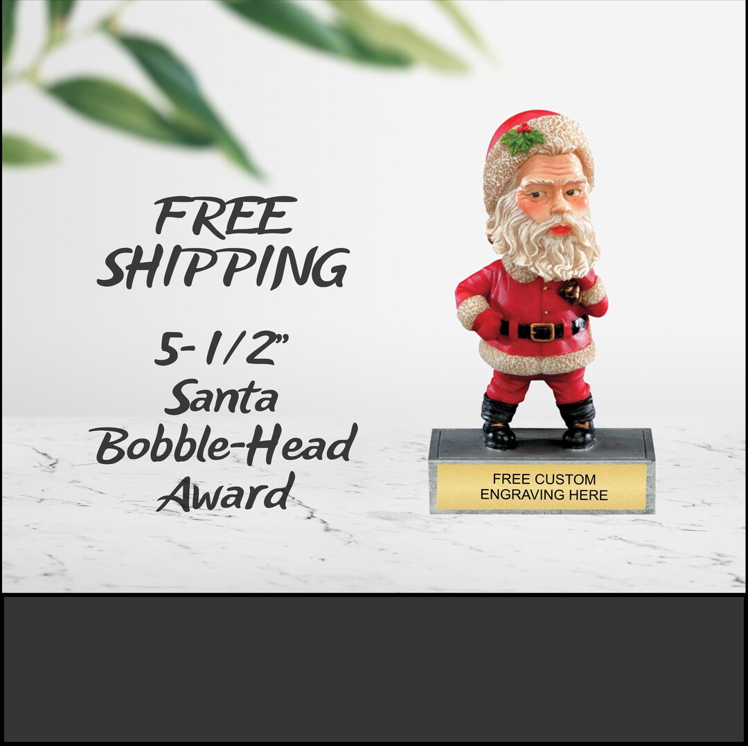Personalized Santa Bobblehead Trophy: Silver & Gold Resin Award (5.5 ...