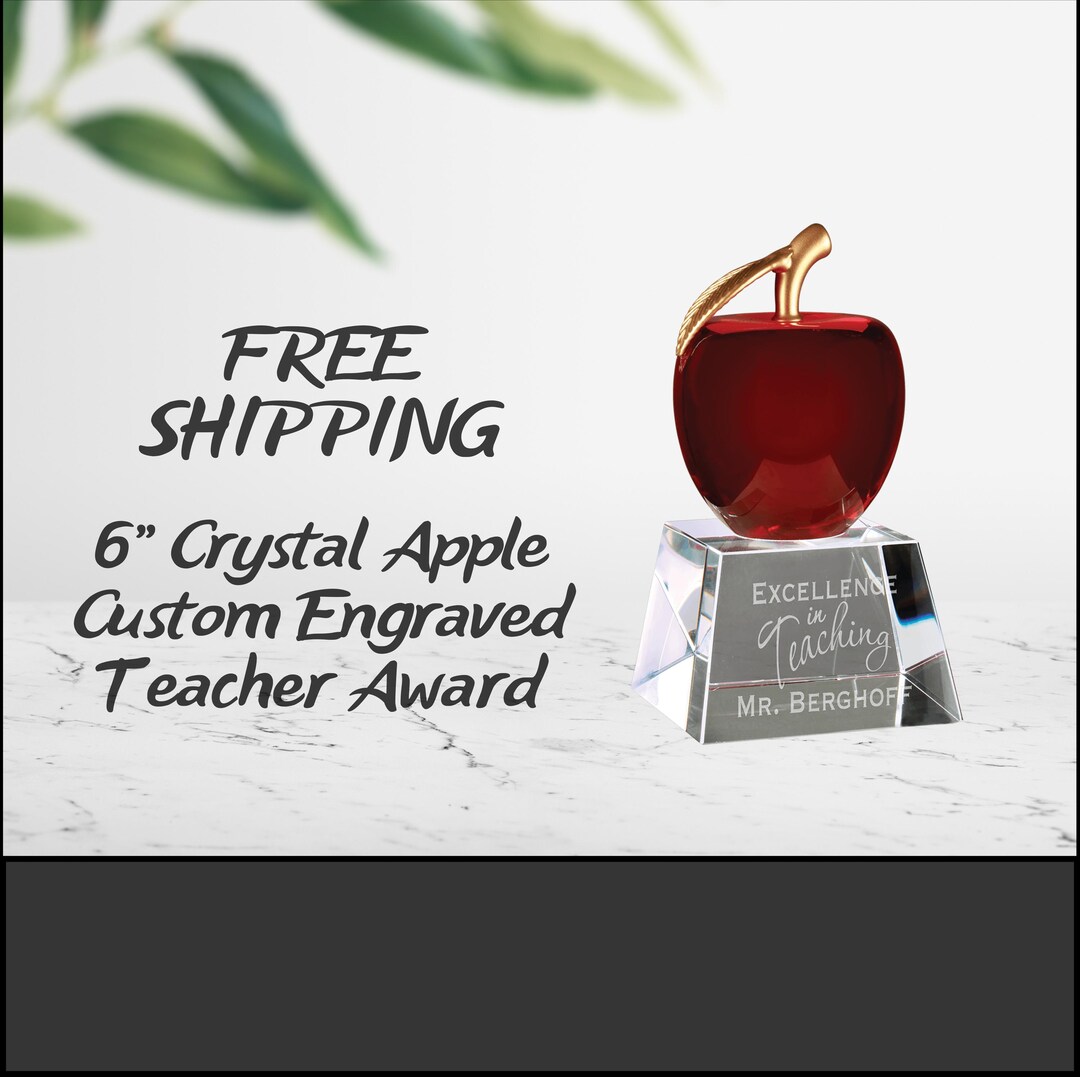 Apple Teacher Award on Crystal Base - Teacher Appreciation Gift - Gift ...