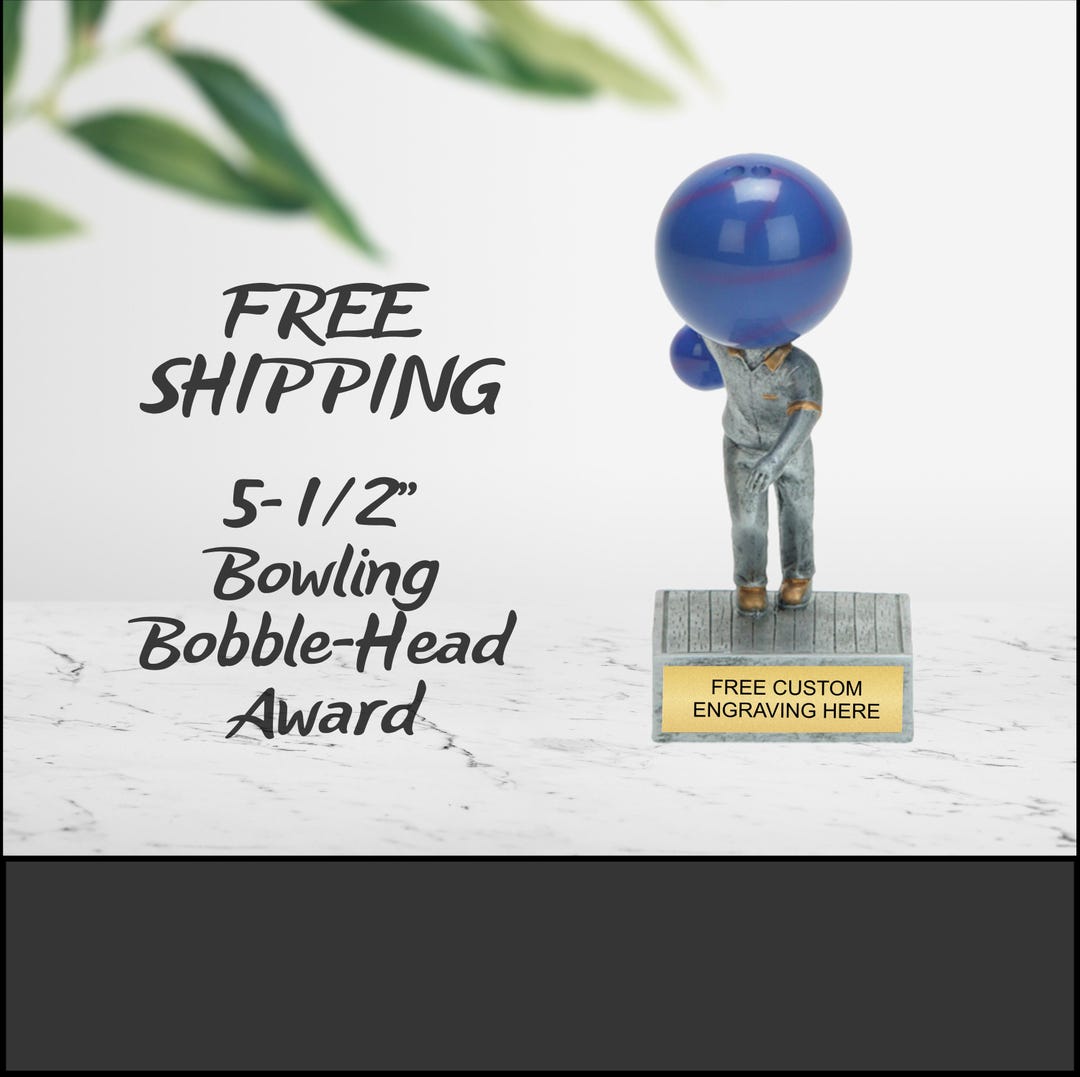 Custom Engraved Bowling Bobblehead Trophy: Silver & Gold Resin Award - Etsy