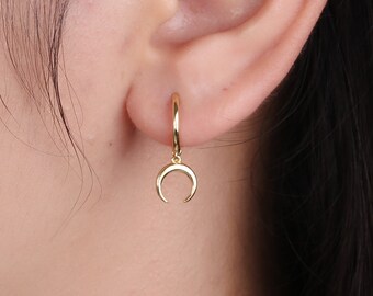 Moon Hoop Earring | Etsy