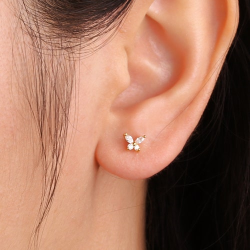 Tiny Butterfly Earrings in Sterling Silver Butterfly - Etsy