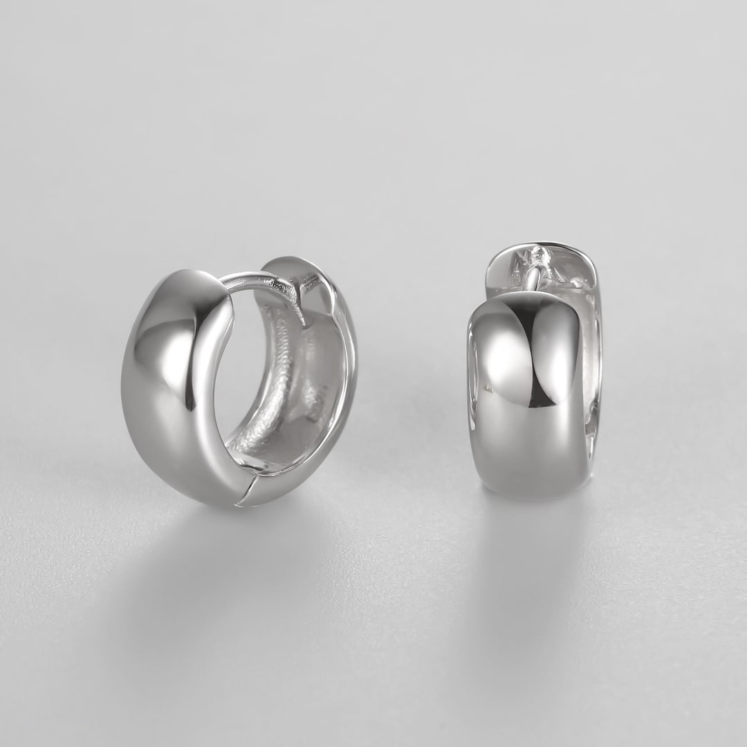 1 Pair Small Chunky Hoop Earrings Sterling Silver Small Gold - Etsy