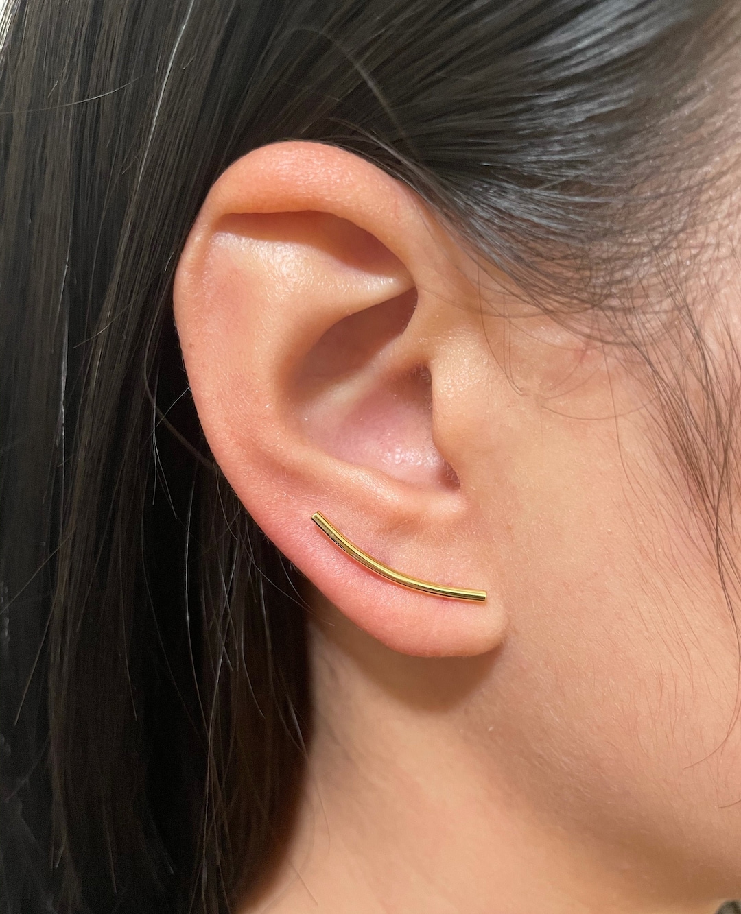 1 Pair Sterling Silver Curved Bar Stud Earrings, Simple Bar Earring ...