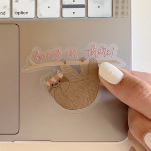 Hang in There Sloth: Stickerclear - Etsy