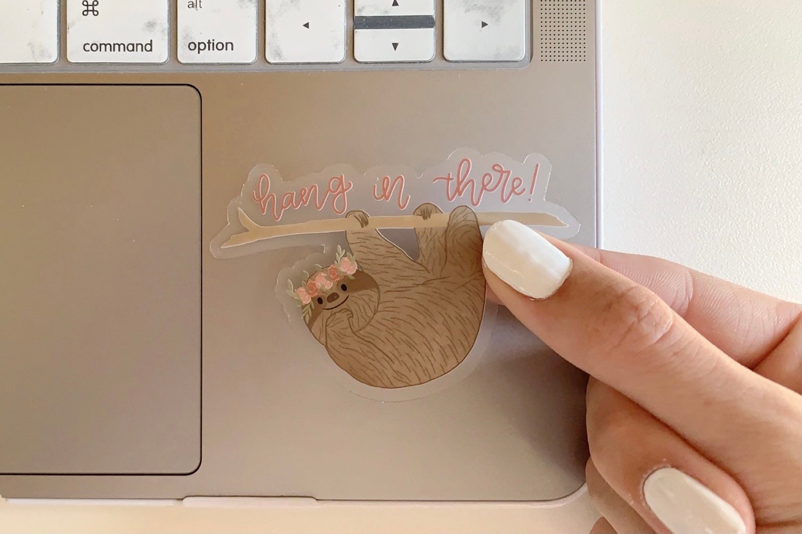 Hang in There Sloth: Stickerclear - Etsy