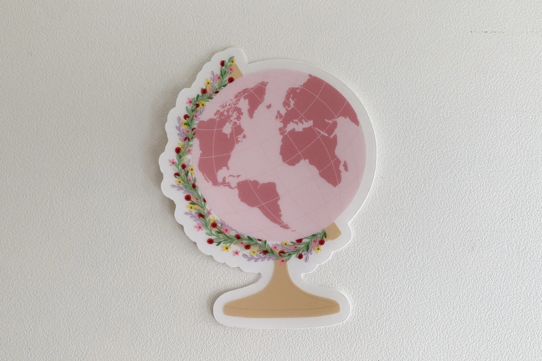 Globe & Wildflowers: Stickerclear - Etsy
