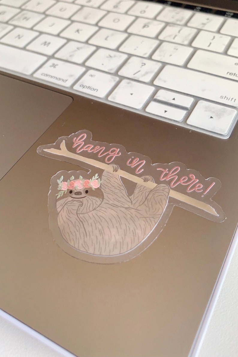 Hang in There Sloth: Stickerclear | Etsy