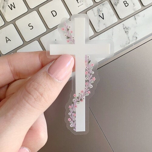 Cross Sticker Floral Cross Sticker Stickers L Vinyl - Etsy