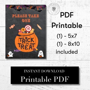 Trick or Treat Printable Sign- Halloween Printable Sign - Trick or ...