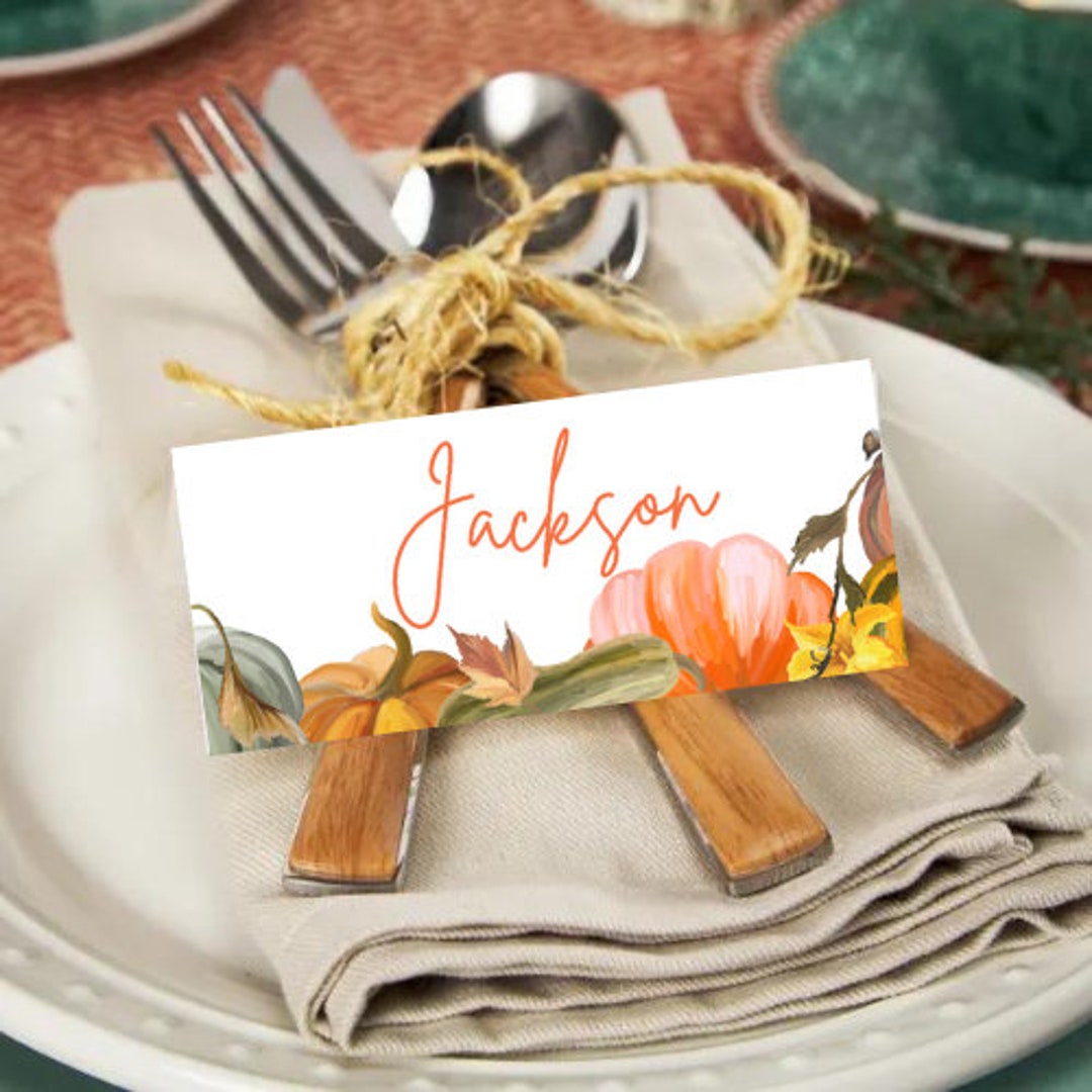 Editable Thanksgiving Place Cards: Pumpkin Design (instant Download) - Etsy