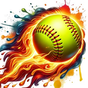 Flaming Softball PNG: Fiery Sports Clipart (digital Download) - Etsy