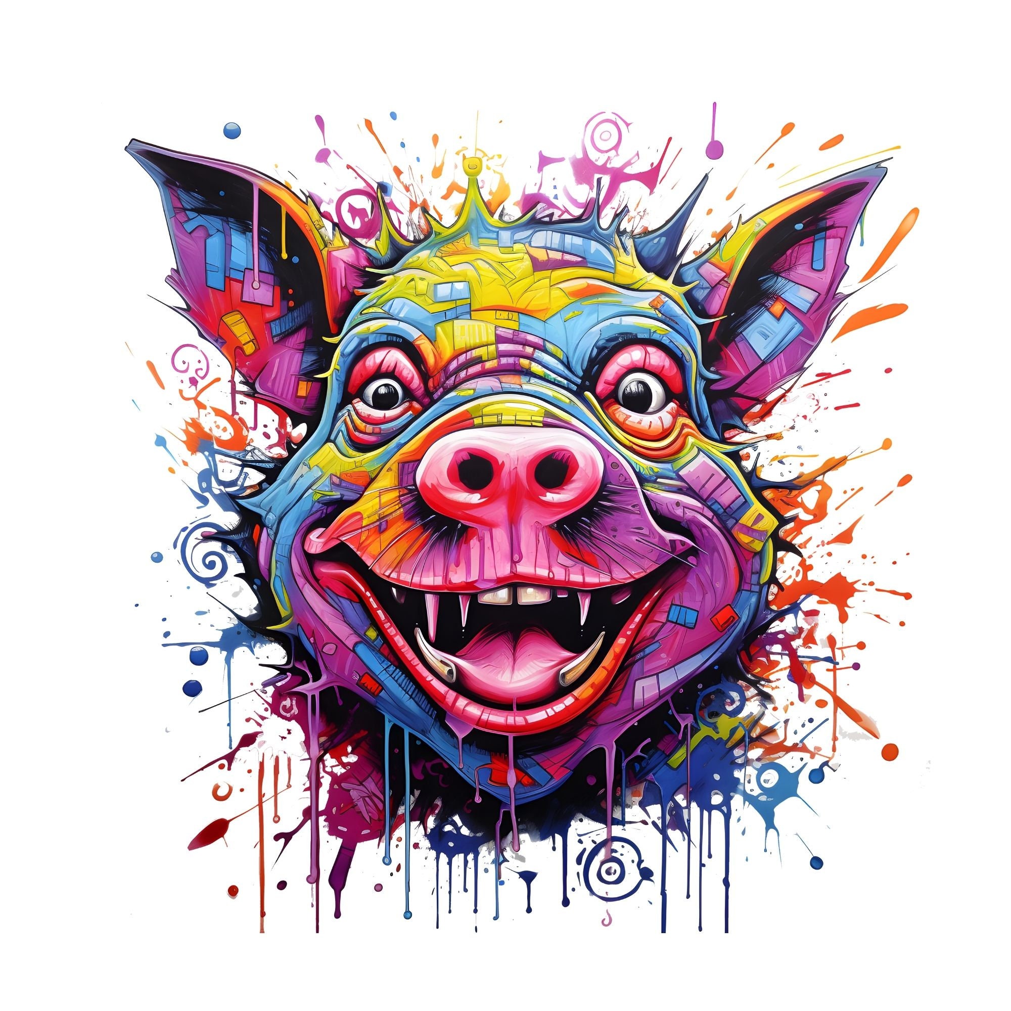 Colorful Pig Png,pig Clipart,vibrant Pig Illustration,multicolored Pig ...