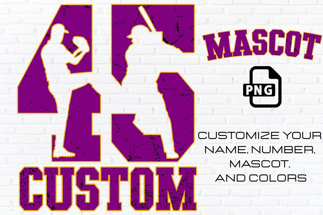 Personalized Baseball Team PNG: Custom Mascot Number Colors Design ...
