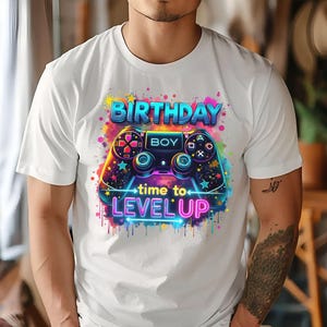Birthday Gamer PNG: Level up Neon Controller Clipart (digital Download ...