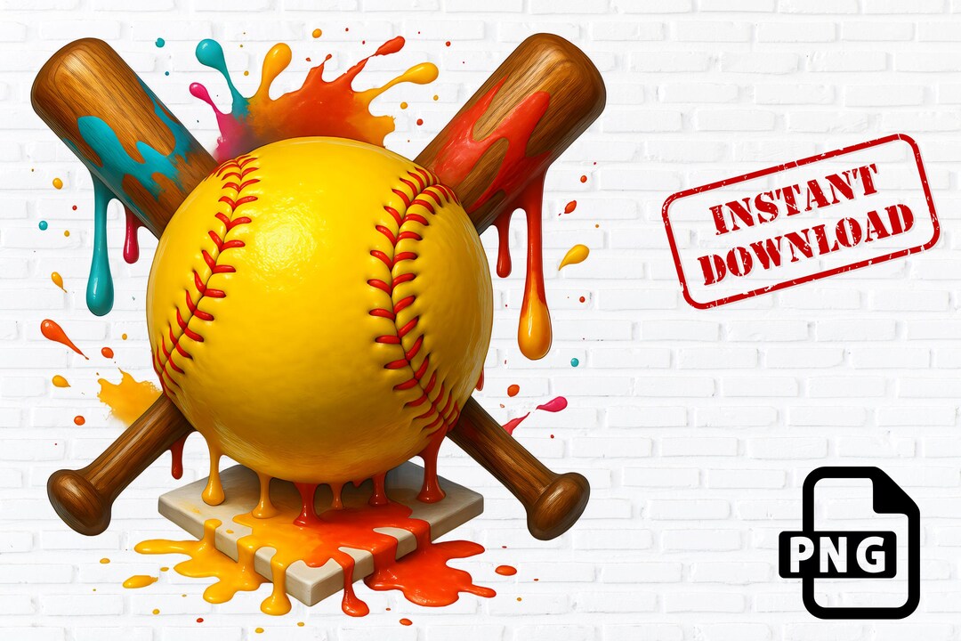 Colorful Softball PNG With Dripping Paint,softball Clipart Sublimation ...