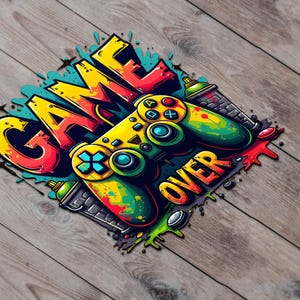 Game Over PNG Graffiti Gaming Controller | Urban Sublimation Design ...