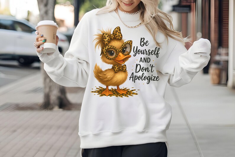 Funny Duck PNG Clipart: Leopard Glasses, Be Yourself Quote (digital ...
