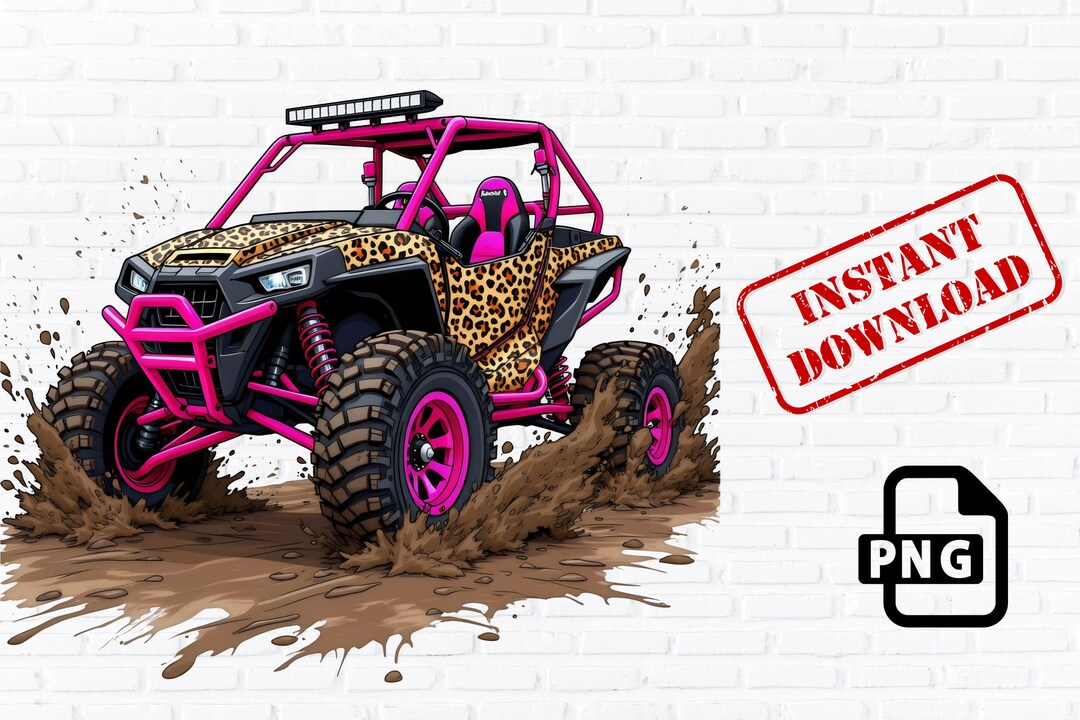 Leopard Print ATV Clipart: Pink Mud Splash Quad PNG (digital Download ...