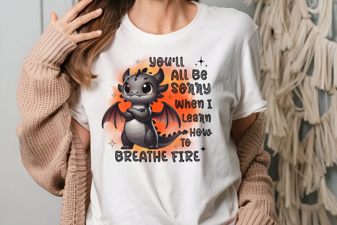 Funny Dragon Breathe Fire PNG – Sassy Clipart Design (instant Download ...