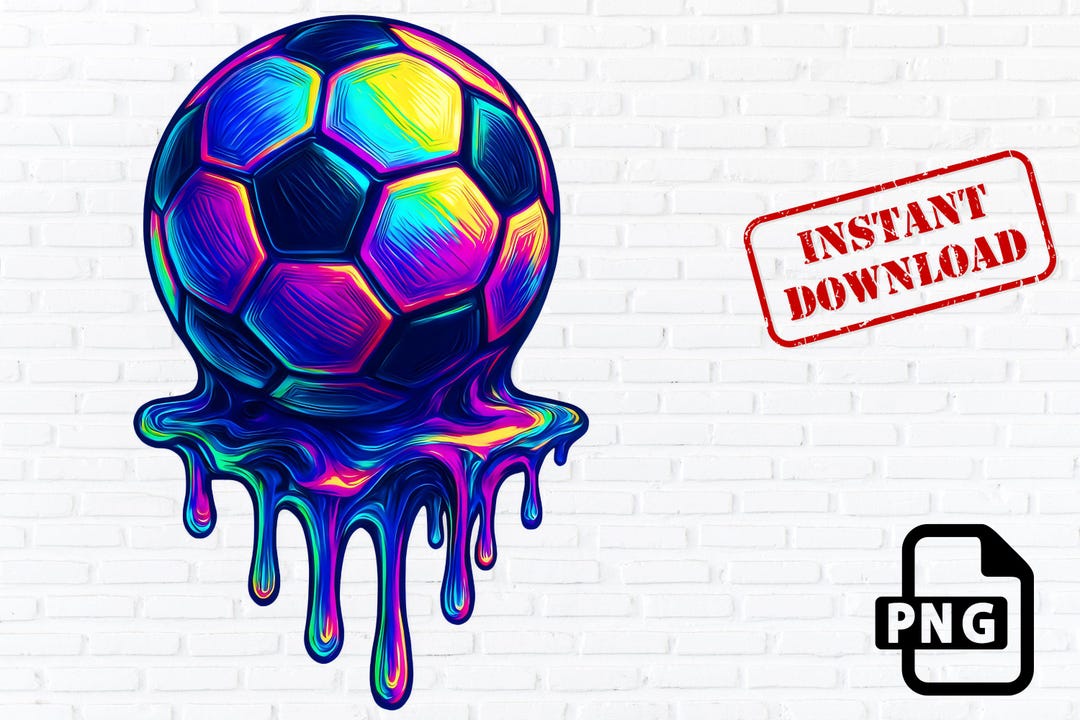 Neon Dripping Soccer Ball PNG: Vibrant Football Clipart (digital ...