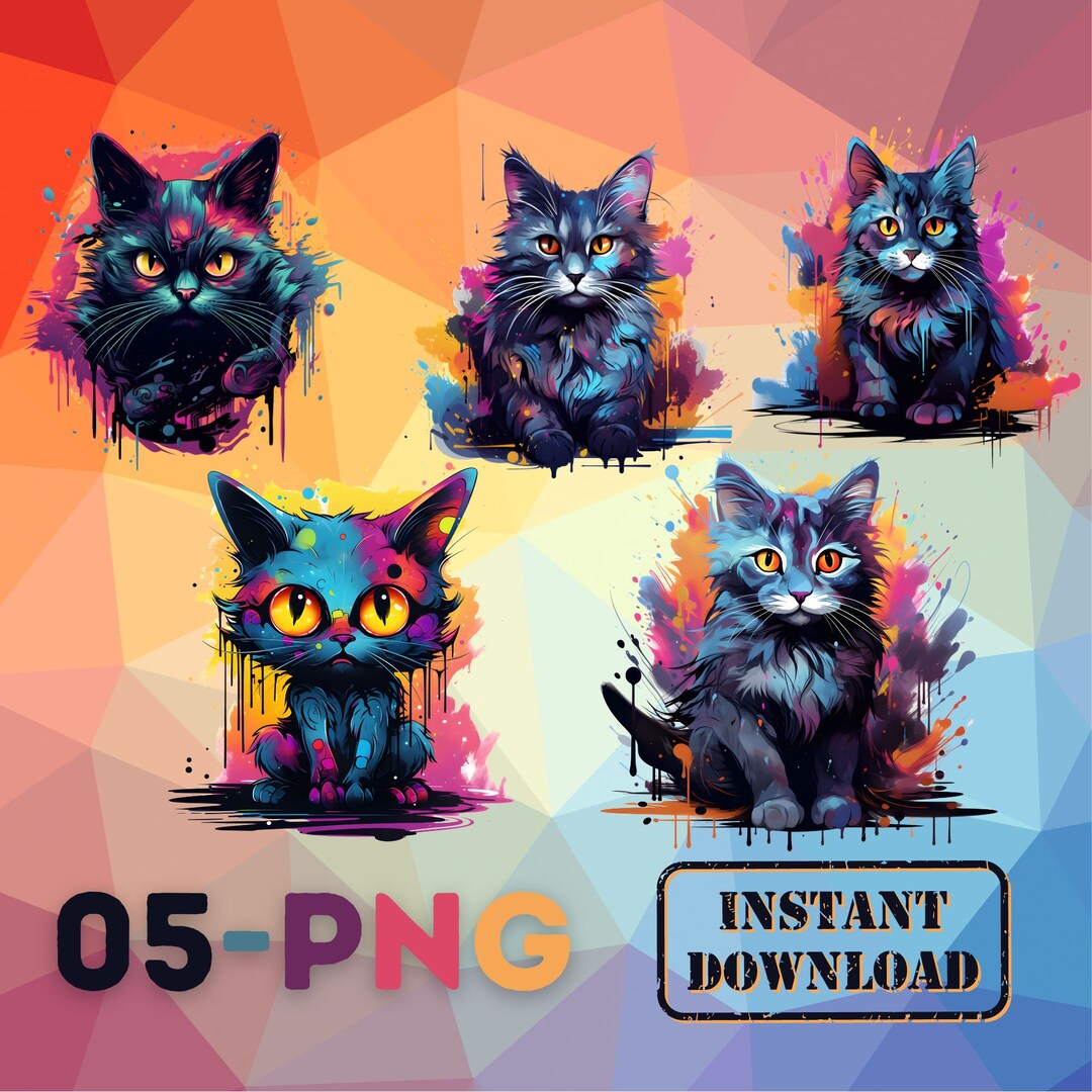 Colorful Cat Png,multicolored Cat Design,colorful Cat Transparent Image ...