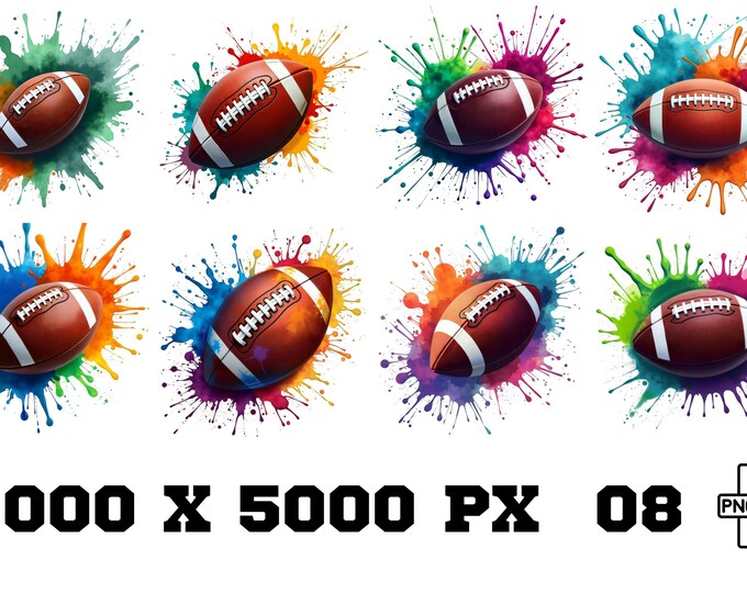 Watercolor Football Clipart | Splash Art Footballs | 10 PNG Files ...