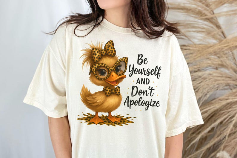 Funny Duck PNG Clipart: Leopard Glasses, Be Yourself Quote (digital ...