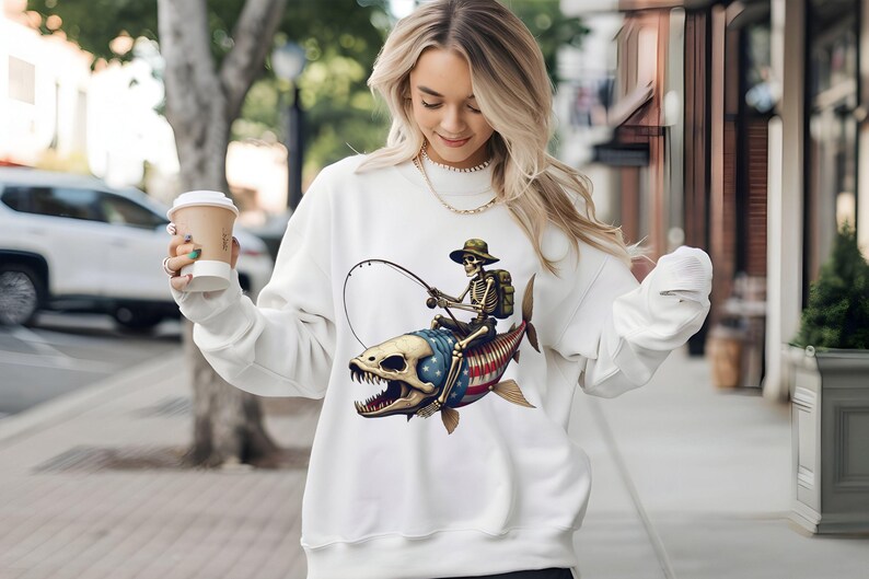 Funny Fishing Skeleton PNG: Patriotic Fish Art (digital Download) - Etsy