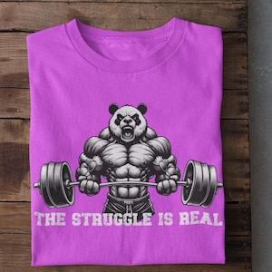 Bodybuilding Panda Png,the Struggle is Real Gym Motivation Design ...