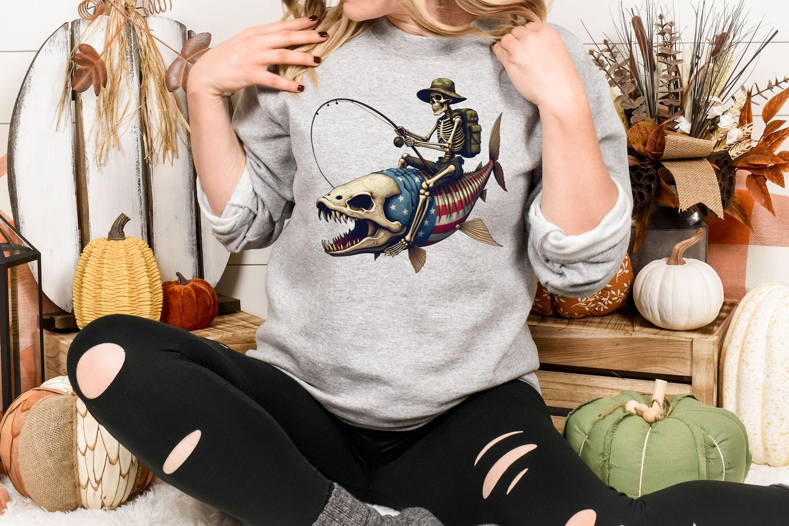 Funny Fishing Skeleton PNG: Patriotic Fish Art (digital Download) - Etsy