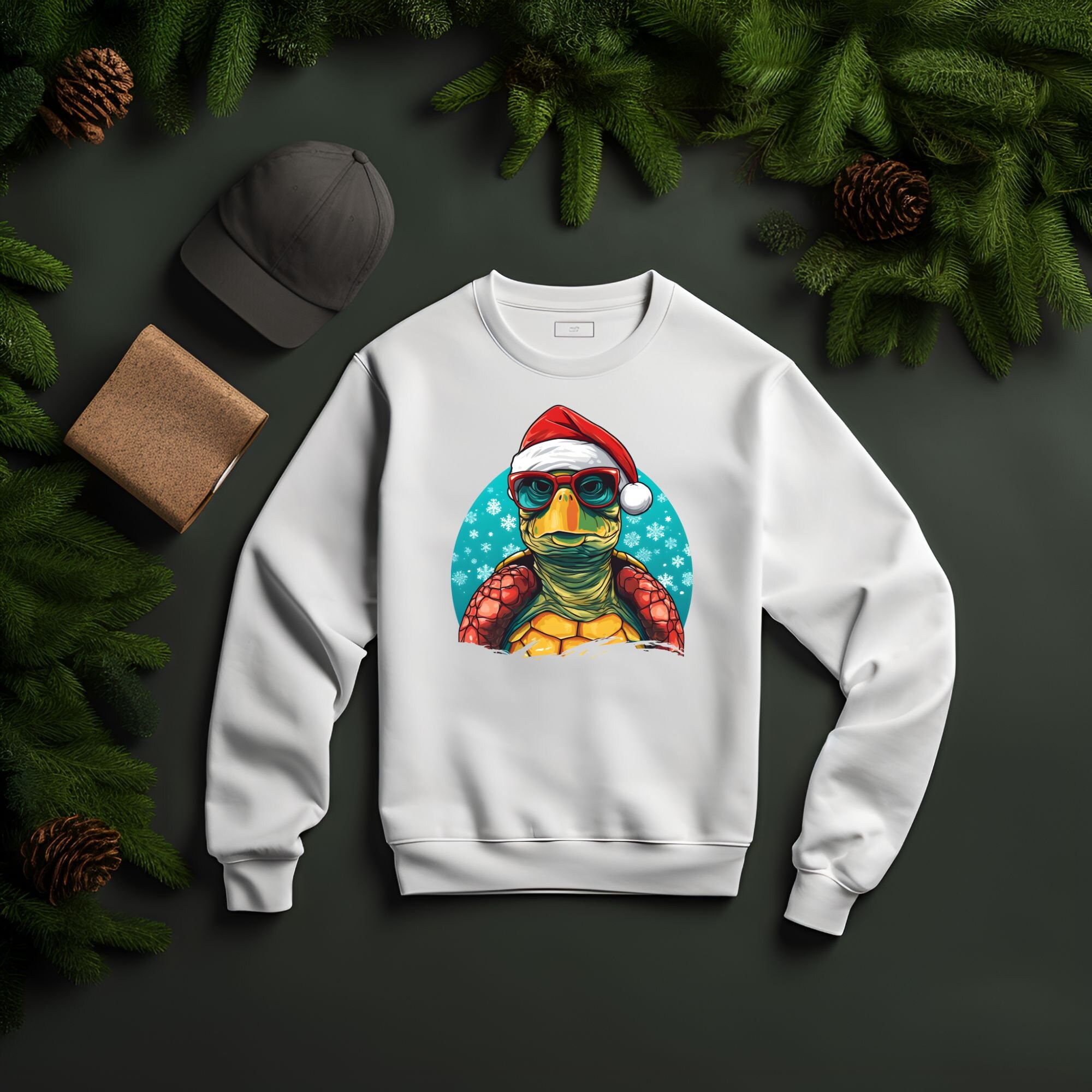 Santa Turtle Pngchristmas Turtle Pngturtle in Santa Hat - Etsy