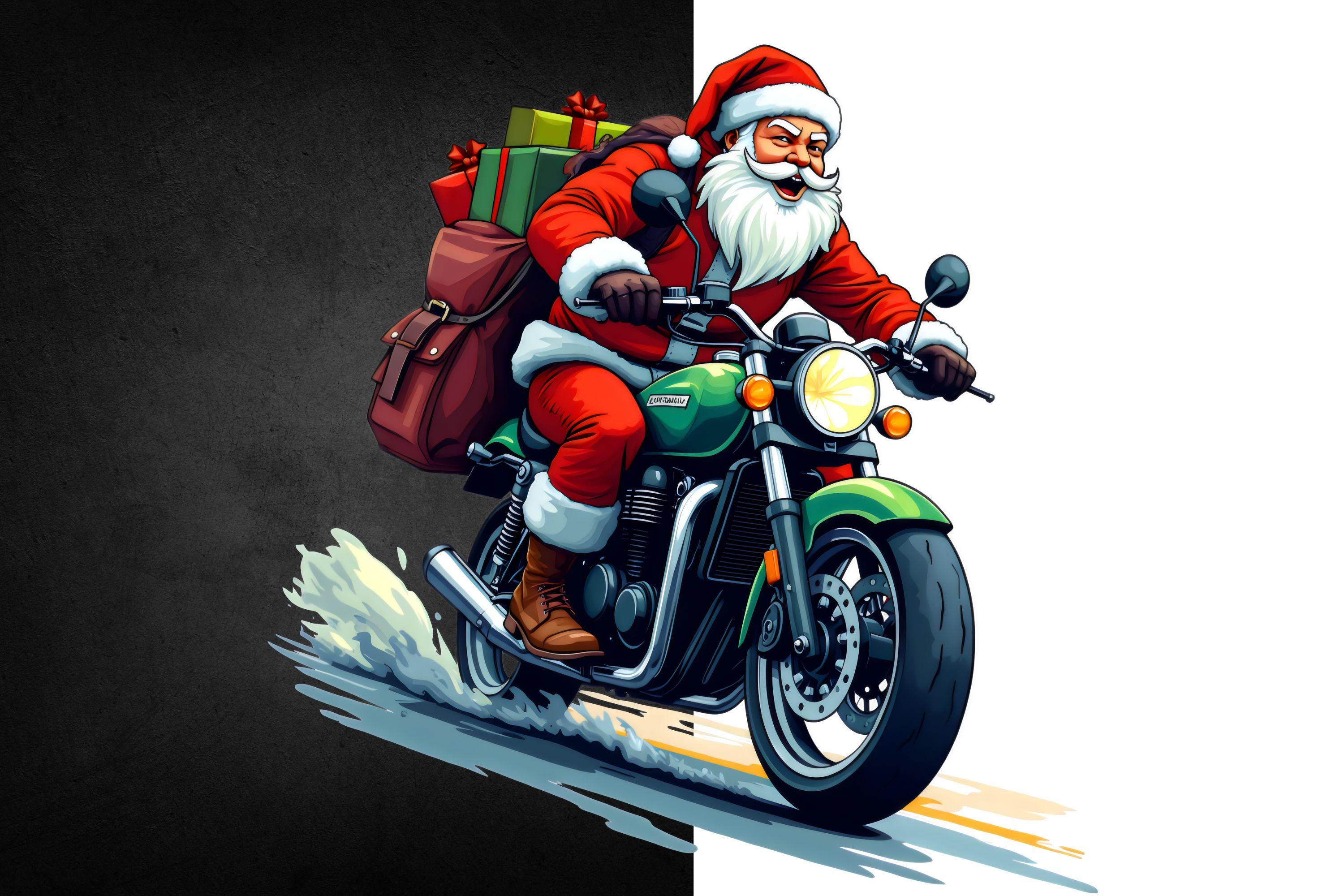Santa Riding Motorcycle Png,biker Santa Png,santa on Harley Graphics ...