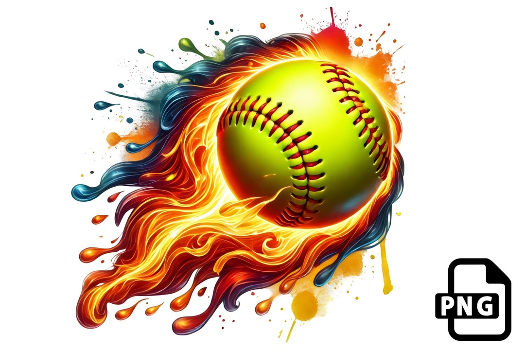 Flaming Softball PNG: Fiery Sports Clipart (digital Download) - Etsy