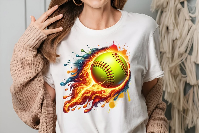 Flaming Softball PNG: Fiery Sports Clipart (digital Download) - Etsy