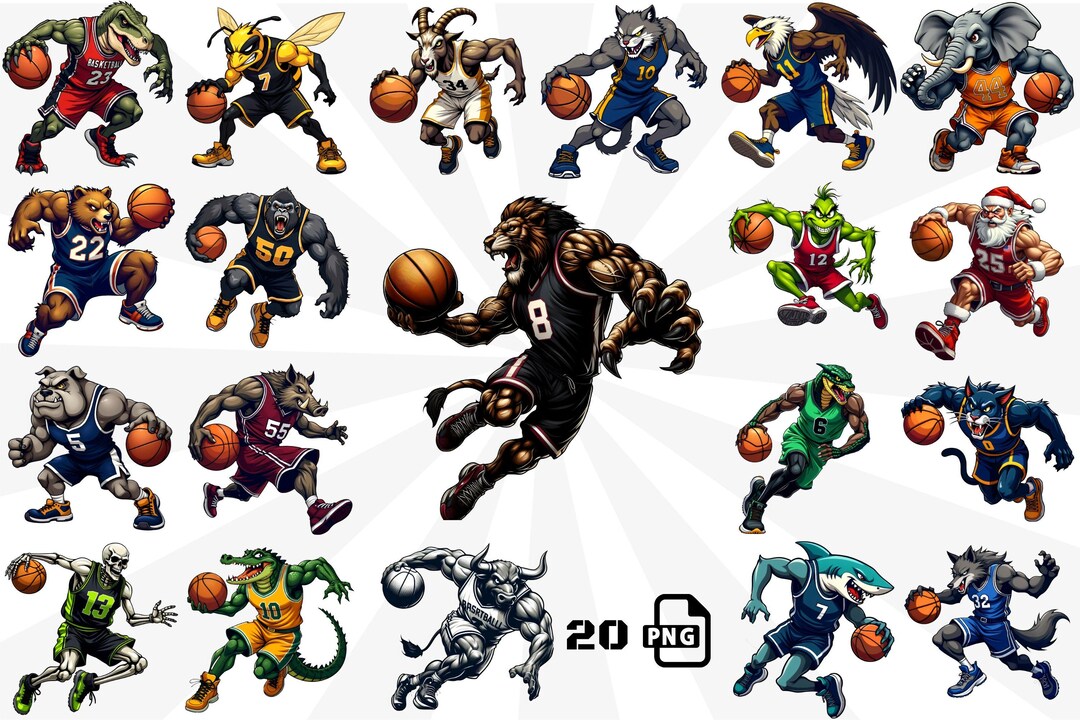 Animal Basketball Player PNG Bundle: Mascot Graphics (digital Download ...